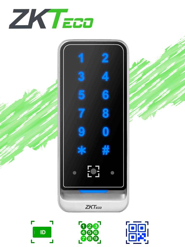 ZKTECO QR600VKE - Lector esclavo de tarjetas de proximidad ID 125 Khz / Contraseñas / QR / IP65 ...